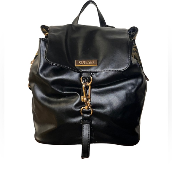 Versace | Bags | Nwot Versace Parfums Blackgold Leather Backpack | Poshmark